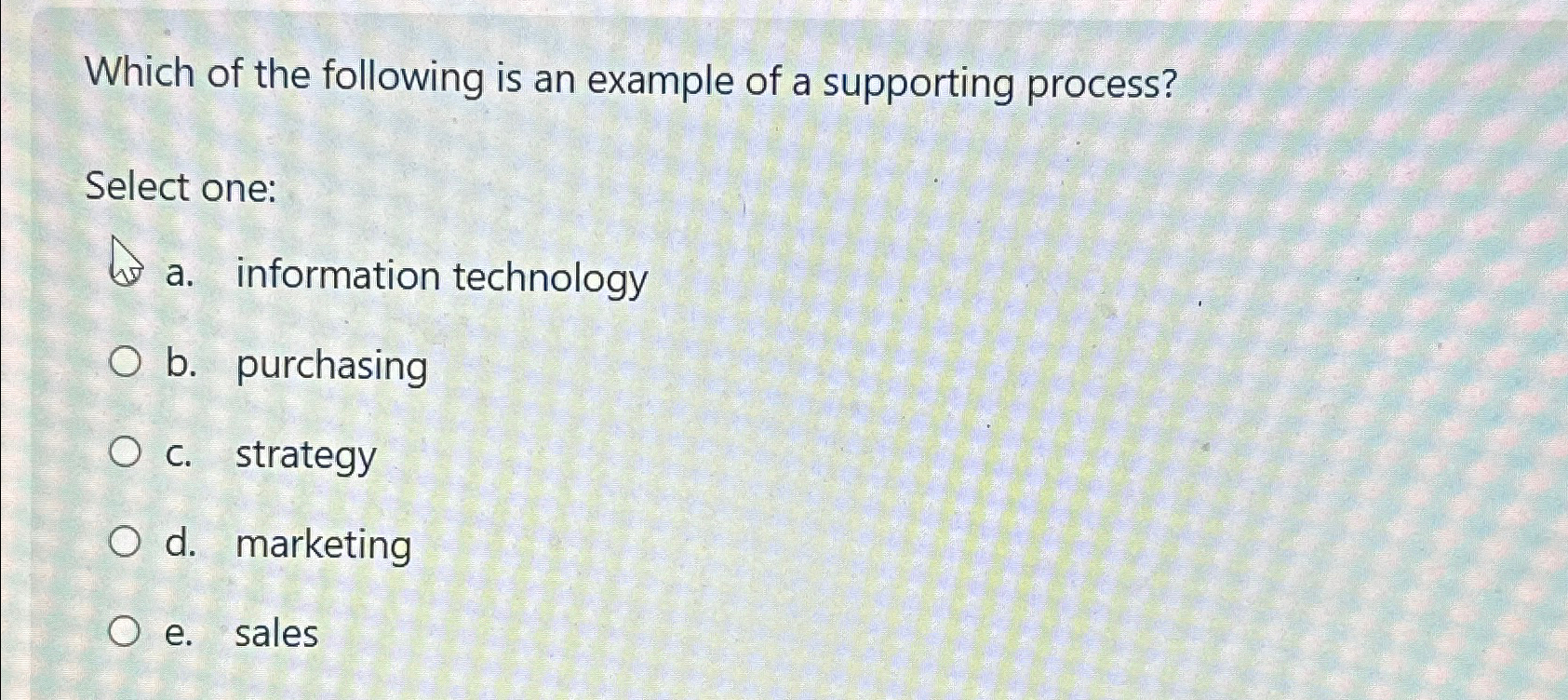 Solved Which of the following is an example of a supporting | Chegg.com