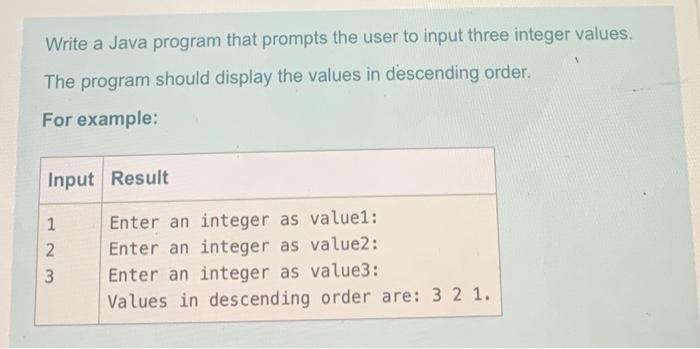 Solved Write a Java program that prompts the user to input | Chegg.com