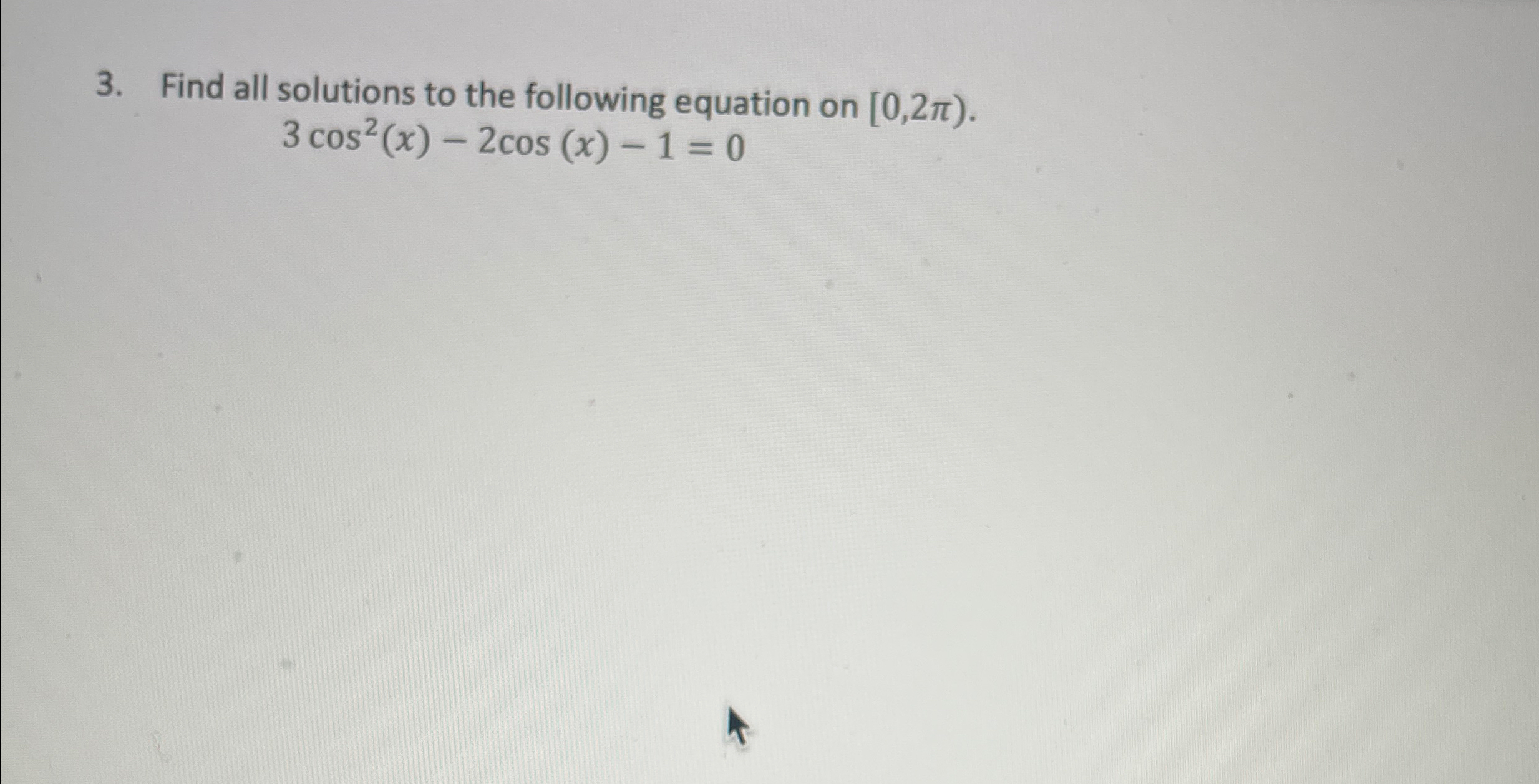Solved Find all solutions to the following equation on | Chegg.com