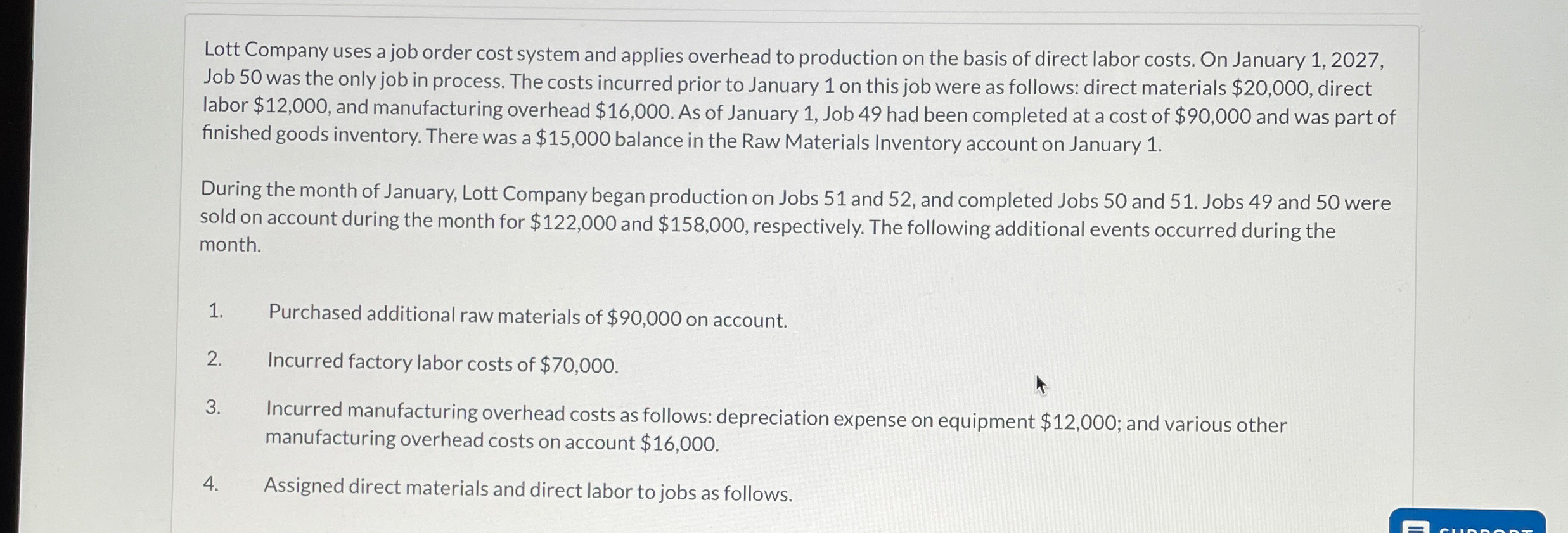 Solved Lott Company uses a job order cost system and applies | Chegg.com