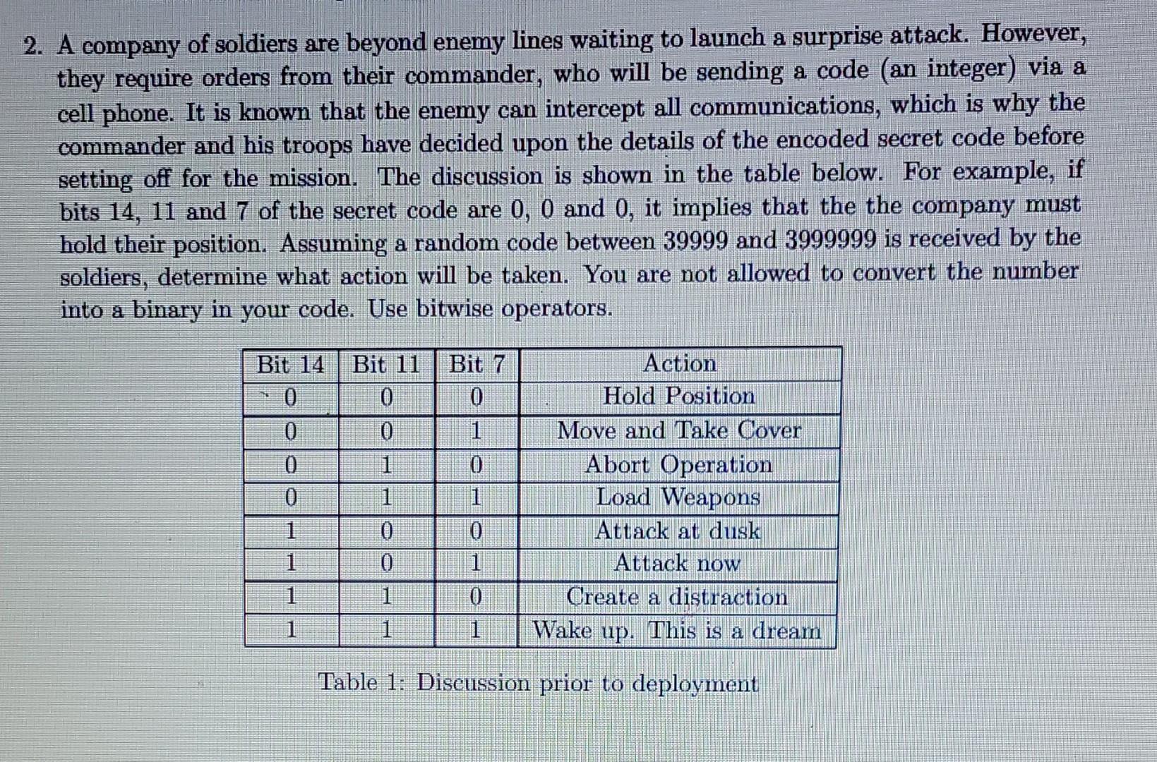 Solved 2. A company of soldiers are beyond enemy lines | Chegg.com