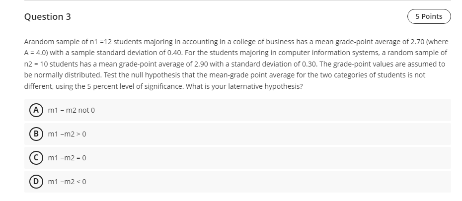 Solved Question 3Arandom sample of n1=12 ﻿students majoring | Chegg.com