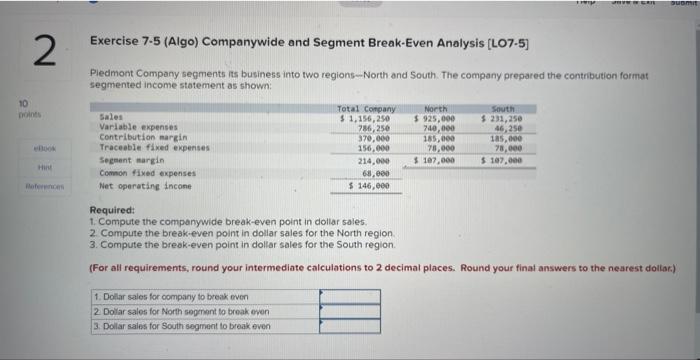 Solved Exercise 7.5 (Algo) Companywide and Segment | Chegg.com