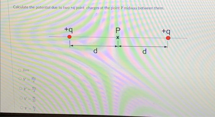 Solved Calculate the potential due to two +q point charges | Chegg.com