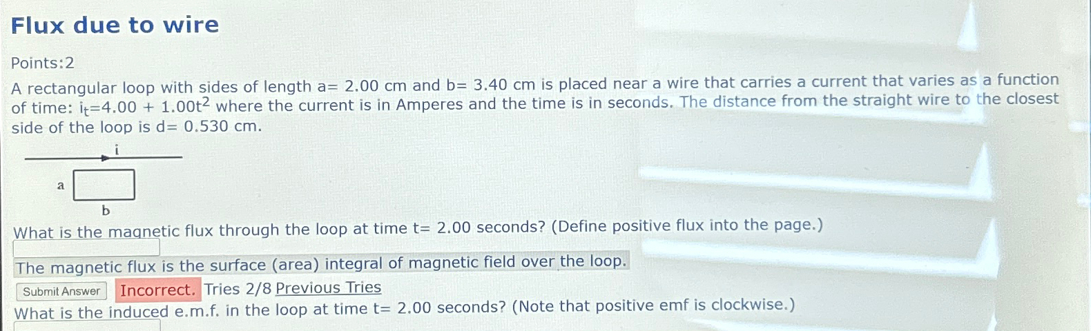 Solved Flux due to wirePoints:2A rectangular loop with sides | Chegg.com