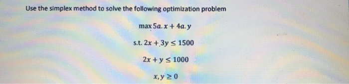 Solved Use the simplex method to solve the following | Chegg.com