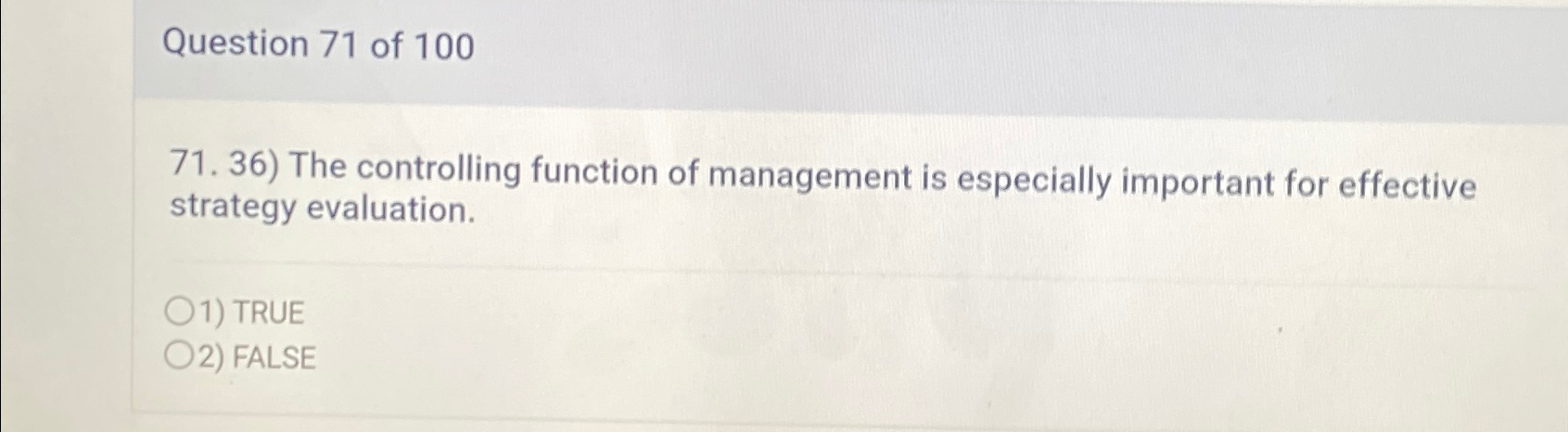 Question 71 ﻿of 10071. 36) ﻿The controlling function | Chegg.com
