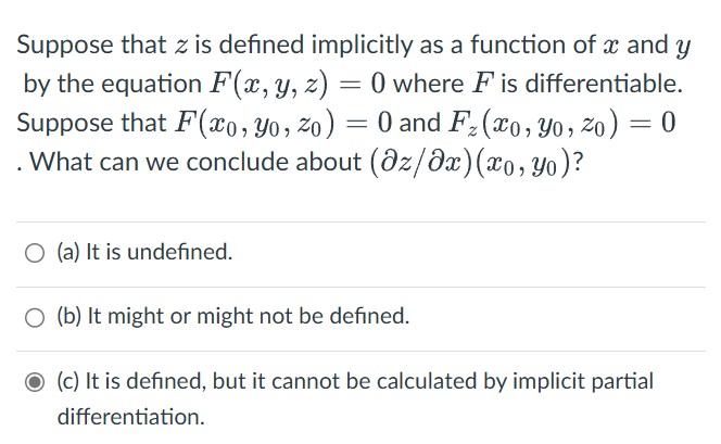 Suppose that z ﻿is defined implicitly as a function | Chegg.com