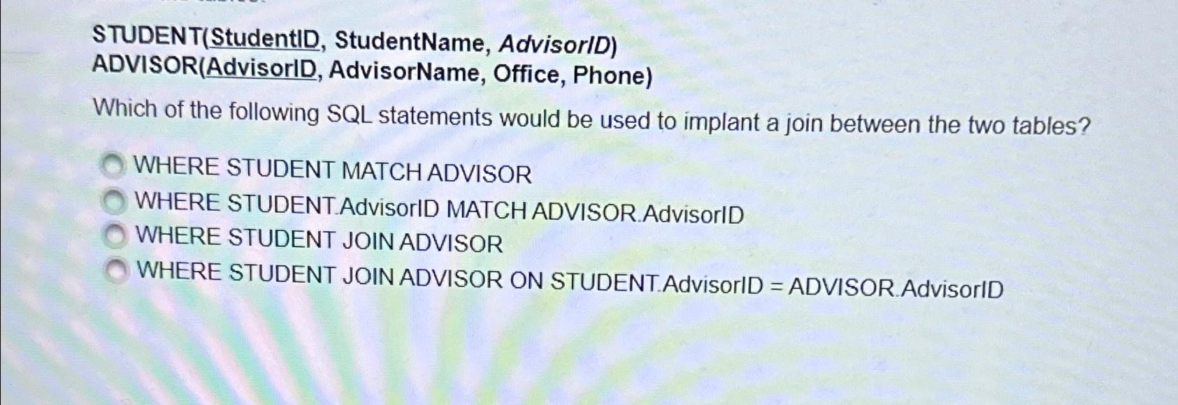 Solved STUDENT(StudentID, ﻿StudentName, | Chegg.com