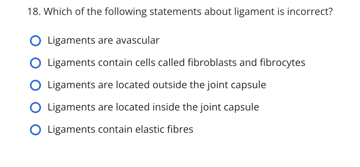 Solved Which of the following statements about ligament is | Chegg.com