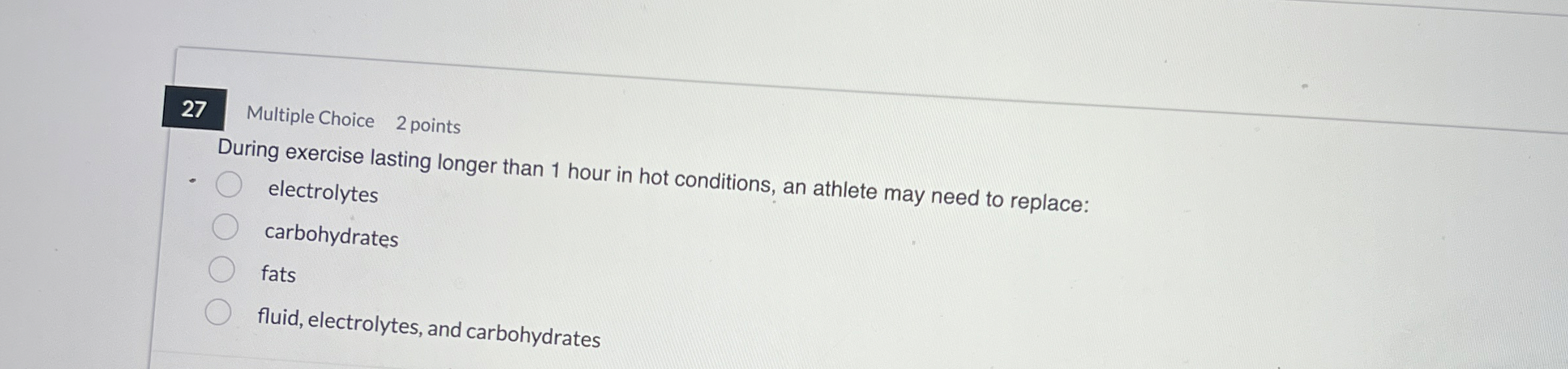 Solved 27 ﻿Multiple Choice 2 ﻿pointsDuring exercise lasting | Chegg.com