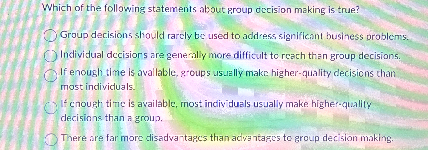 Solved Which of the following statements about group | Chegg.com