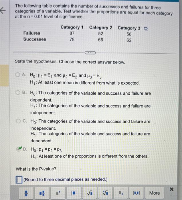 Solved The following table contains the number of successes | Chegg.com