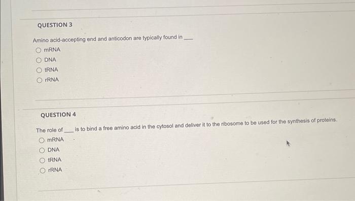 Solved The anticodon binds to a complementary codon in the | Chegg.com