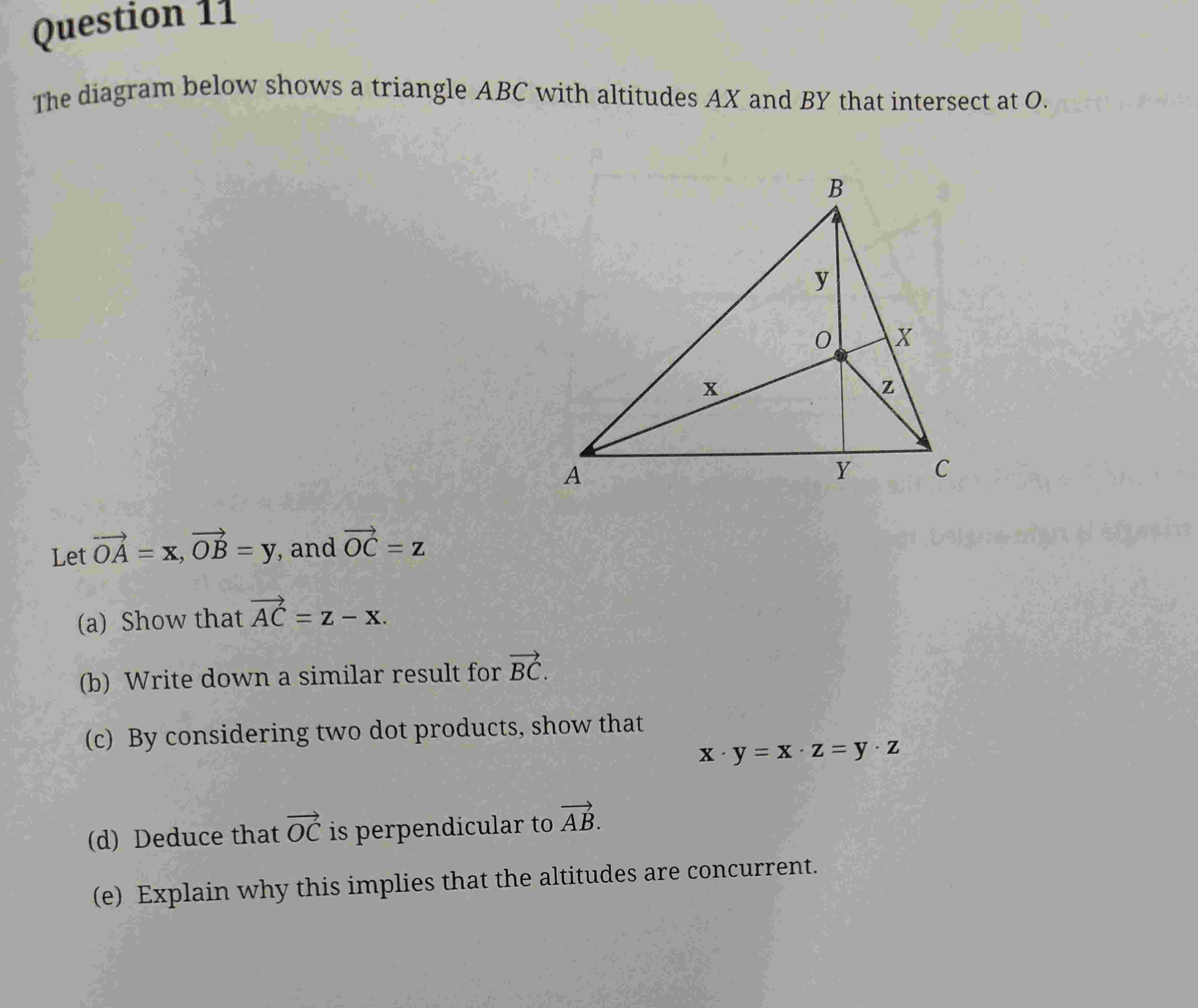 Solved Question 11The diagram below shows a triangle ABC | Chegg.com