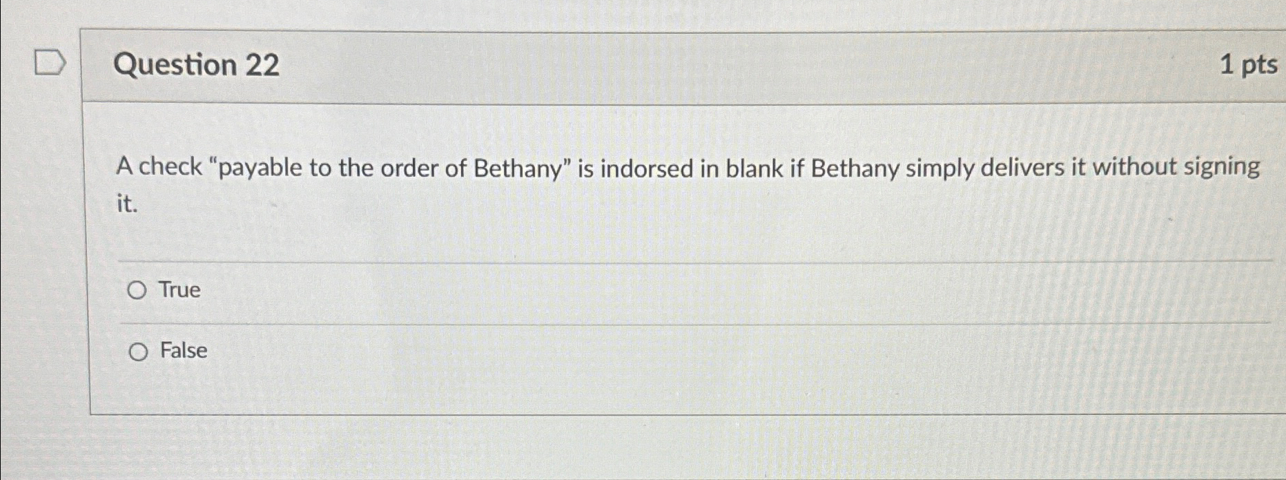 Solved Question 221 ﻿ptsA check "payable to the order of | Chegg.com