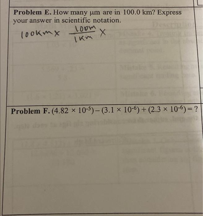 Solved Problem E. How many μm are in 100.0 km ? Express your | Chegg.com