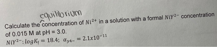 Solved equilibrium Calculate the concentration of Ni2+ in a | Chegg.com
