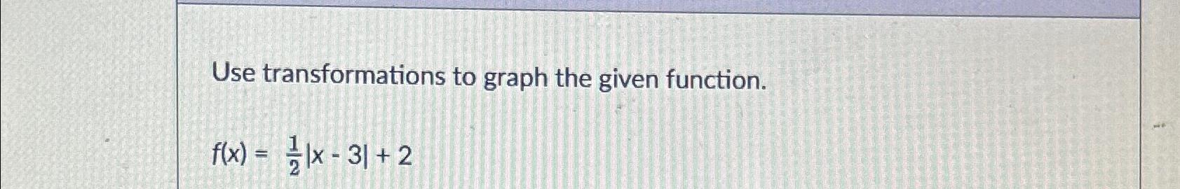 Solved Use transformations to graph the given | Chegg.com