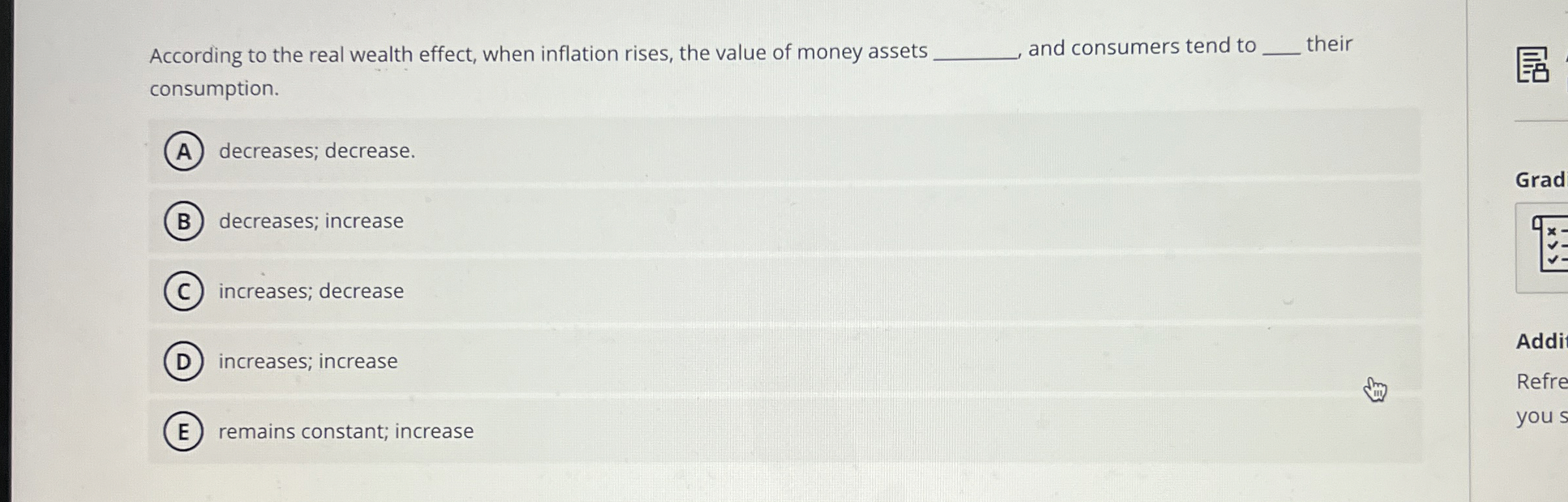 Solved According to the real wealth effect, when inflation | Chegg.com
