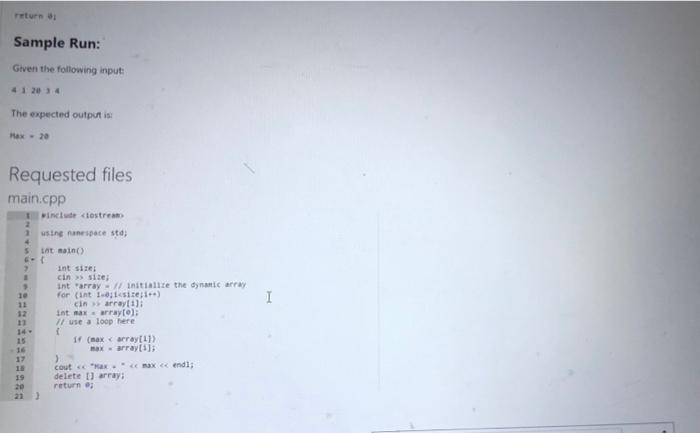 Solved Sample Run: Requested files main.cpp arrar return | Chegg.com