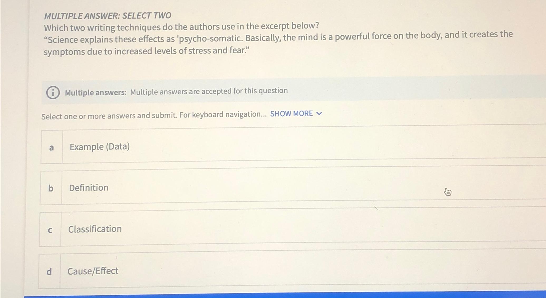 Solved MULTIPLE ANSWER: SELECT TWOWhich two writing | Chegg.com