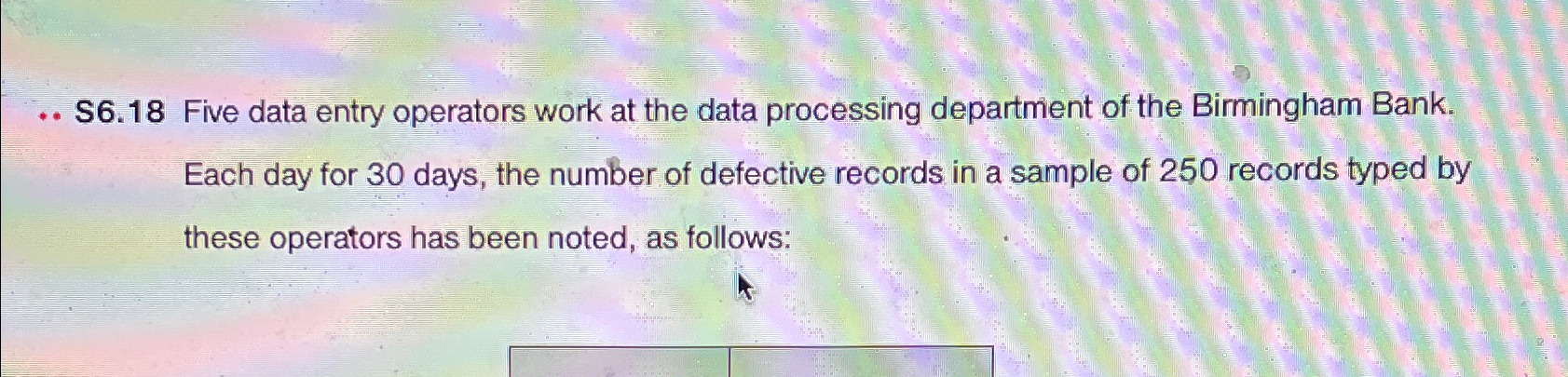 Solved .. ﻿S6.18 ﻿Five data entry operators work at the data | Chegg.com