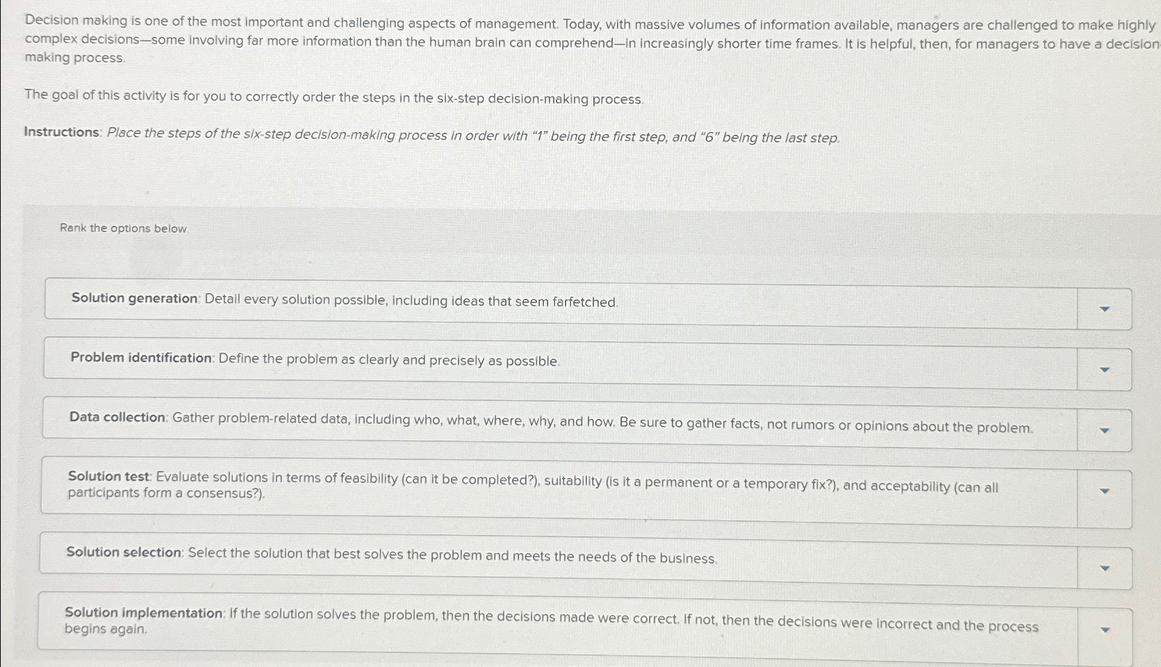 Solved Decision making is one of the most important and | Chegg.com
