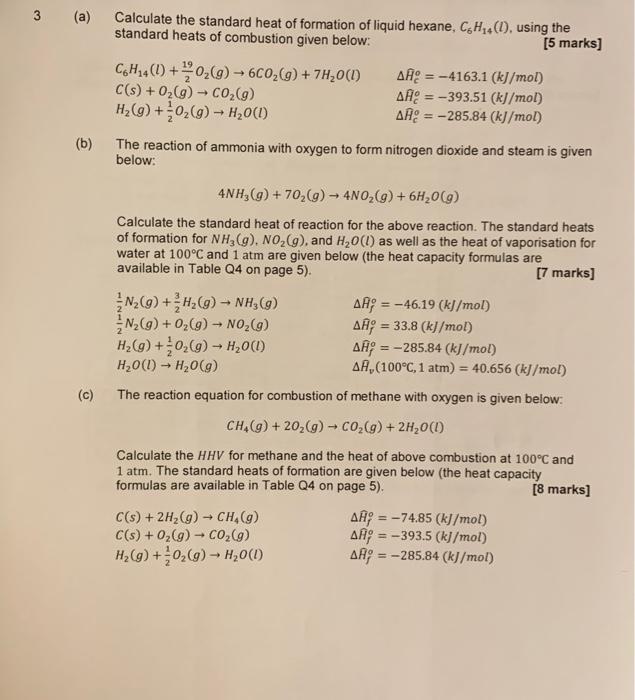 Solved a) Calculate the standard heat of formation of liquid | Chegg.com
