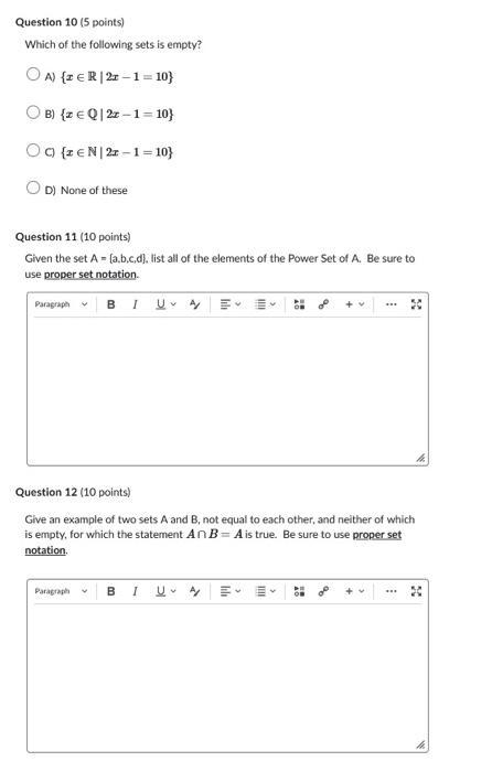 Solved Question 10 (5 points) Which of the following sets is | Chegg.com