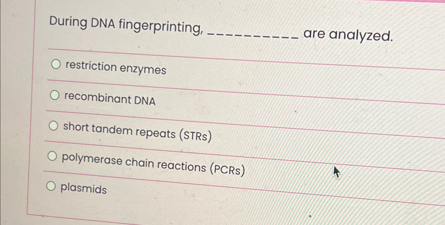 Solved During DNA fingerprinting, are analyzed.restriction | Chegg.com