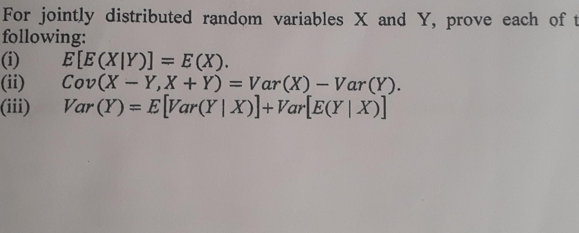 Solved For jointly distributed random variables X and Y, | Chegg.com