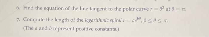 6. Find the equation of the line tangent to the polar | Chegg.com