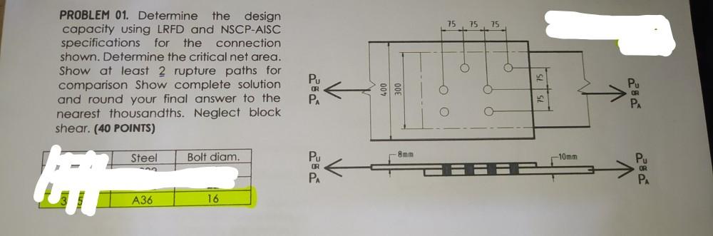 Solved 75 PROBLEM 01 Determine the design capacity using | Chegg.com