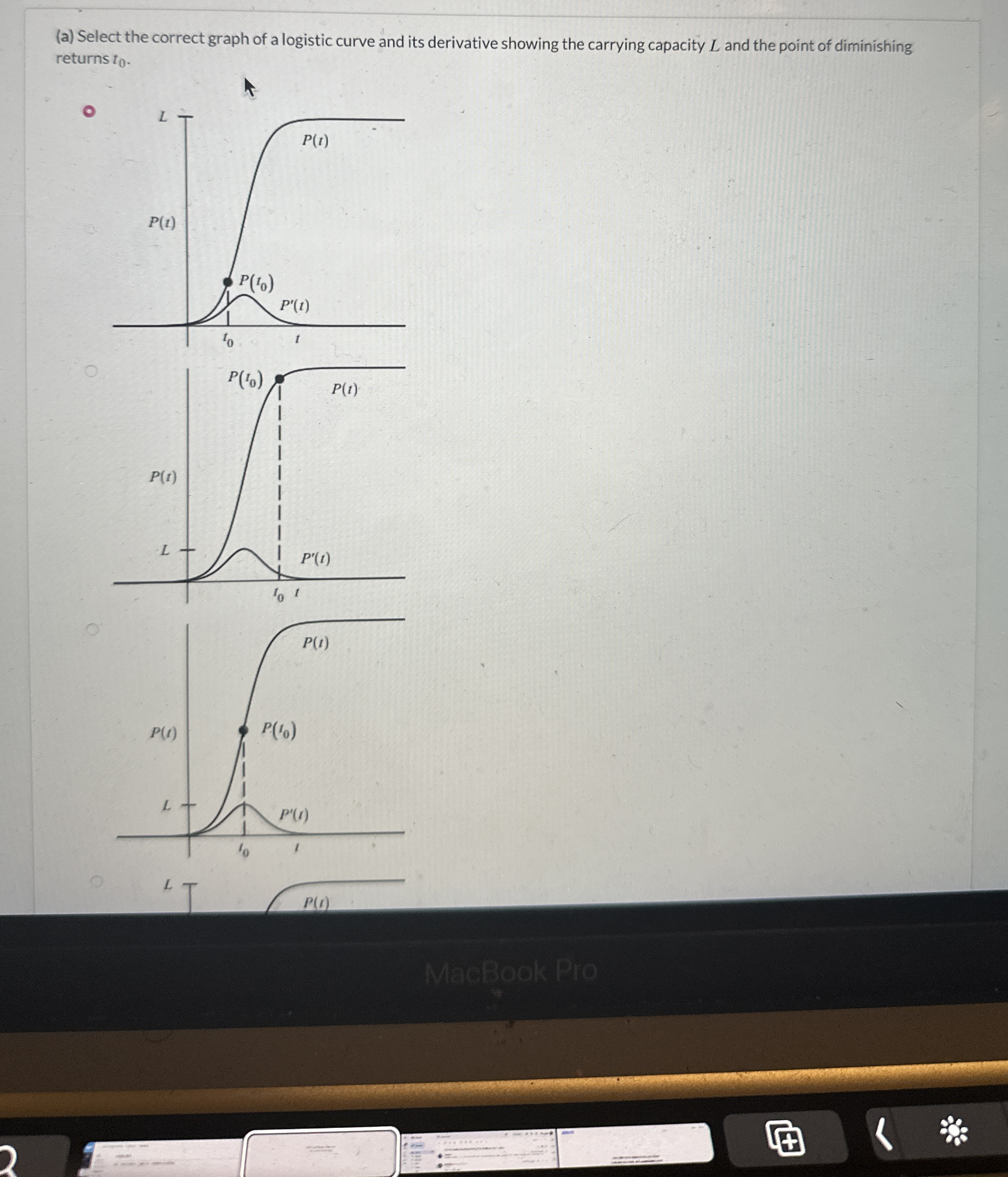 Solved (a) ﻿Select the correct graph of a logistic curve and | Chegg.com