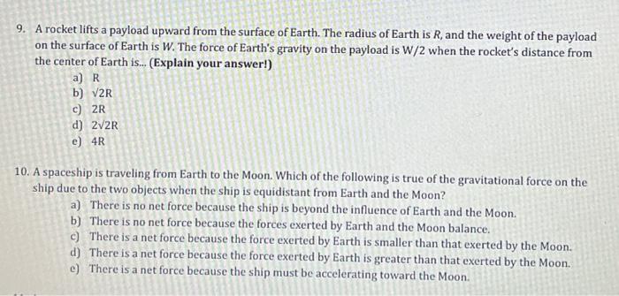 Solved 9. A rocket lifts a payload upward from the surface | Chegg.com