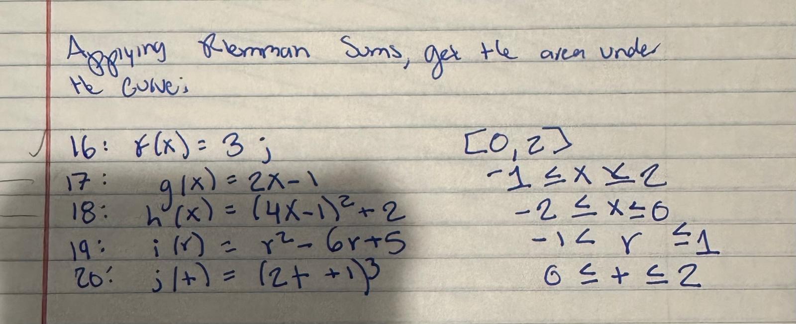 Applying Reimman Sums, get the area under.Give step | Chegg.com
