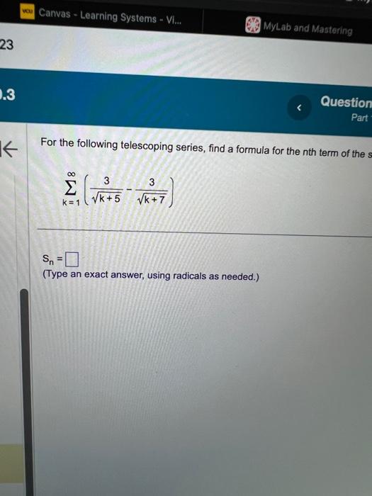 Solved For the following telescoping series, find a formula | Chegg.com