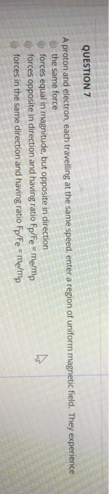 Solved Question 7 A Proton And Electron Each Travelling At