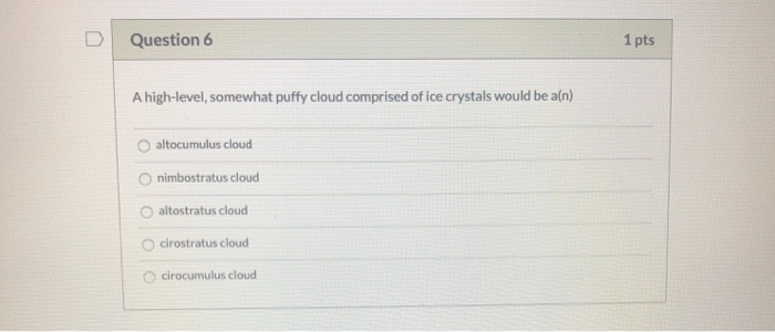 Solved Question 2 1 pts The principal process for raindrop | Chegg.com