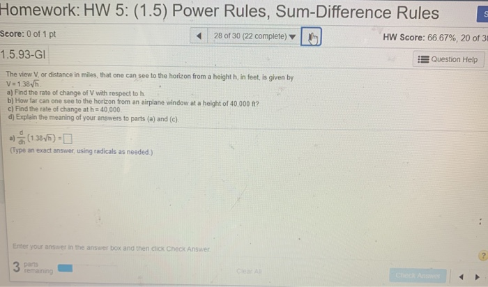 Solved Homework: HW 5: (1.5) Power Rules, Sum-Difference | Chegg.com