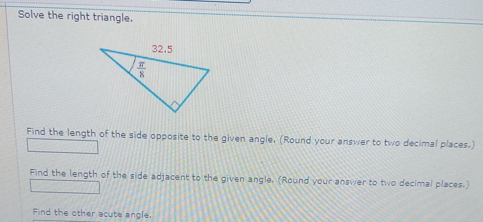 Solved Solve the right triangle.Find the length of the side | Chegg.com