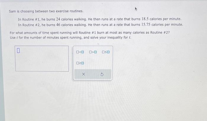 Solved Sam is choosing between two exercise routines. In | Chegg.com