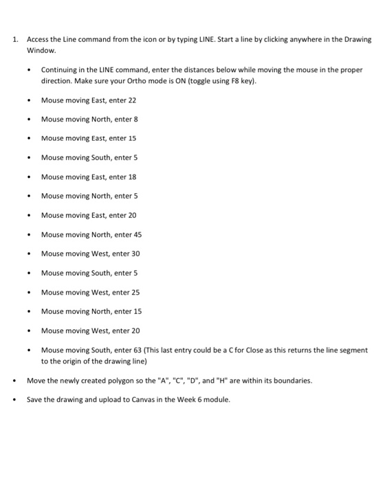 Solved Using Absolute Coordinates to w 1. Open a new AutoCAD | Chegg.com