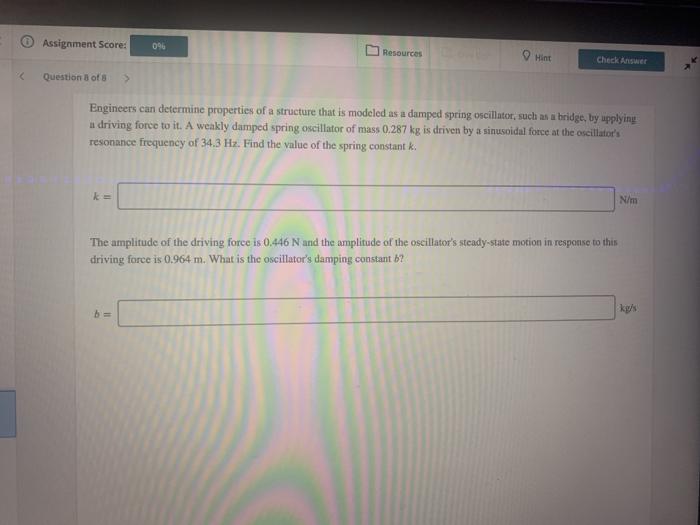 Solved Assignment Score: 096 Resources Hint Check Answer