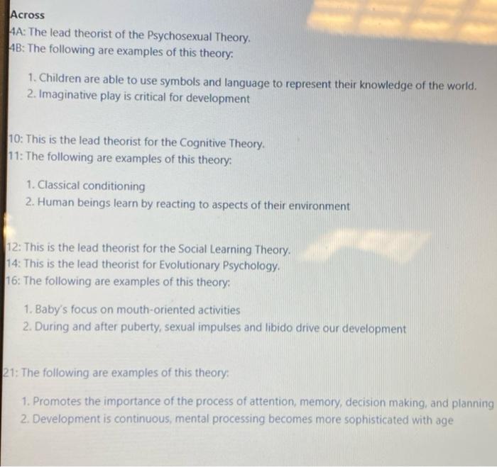 4A: The lead theorist of the Psychosexual Theory. 4B: | Chegg.com