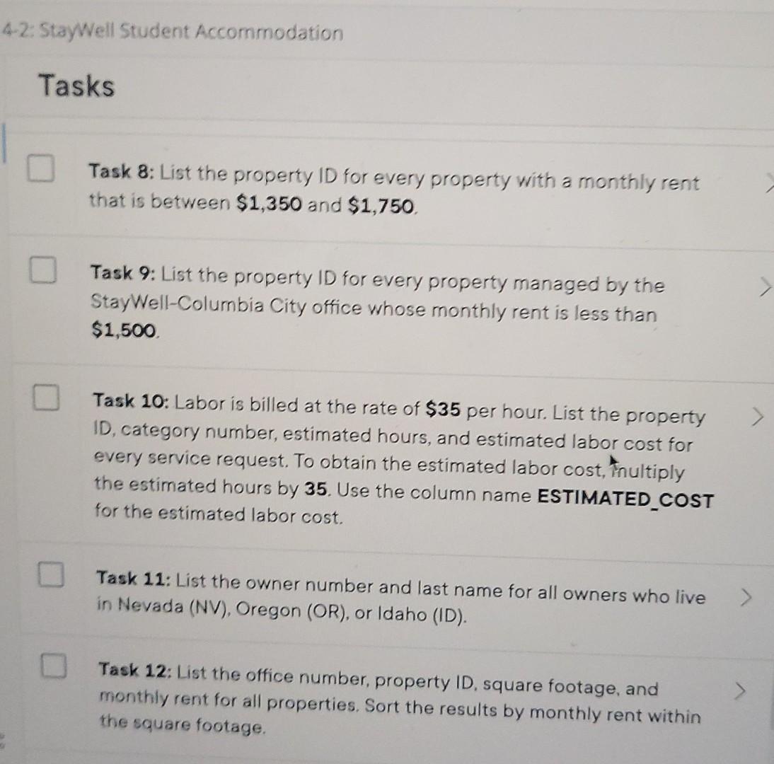 Solved Staywell finds and manages accommodation for owners | Chegg.com