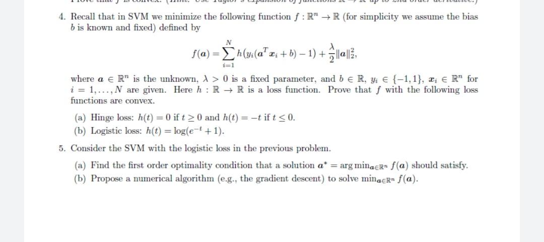 Solved 4. Recall that in SVM we minimize the following | Chegg.com