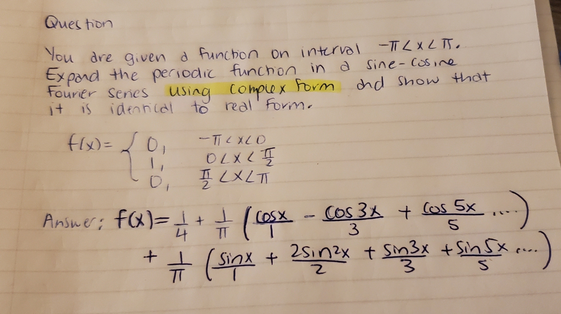 Solved QuestionSolve using complex form and show that it is | Chegg.com