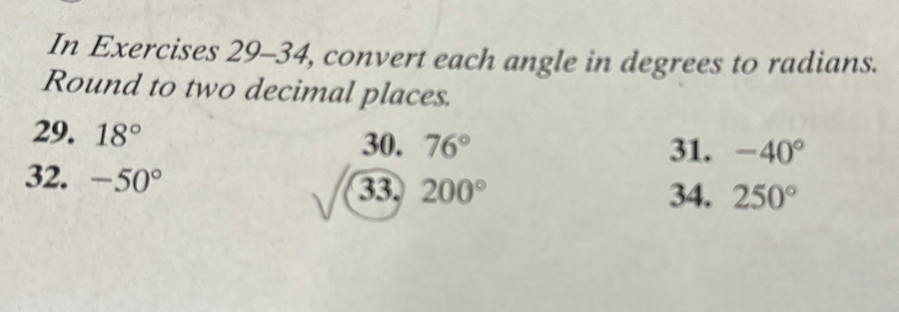 Solved conver This below angle in degrees to radians. Round | Chegg.com